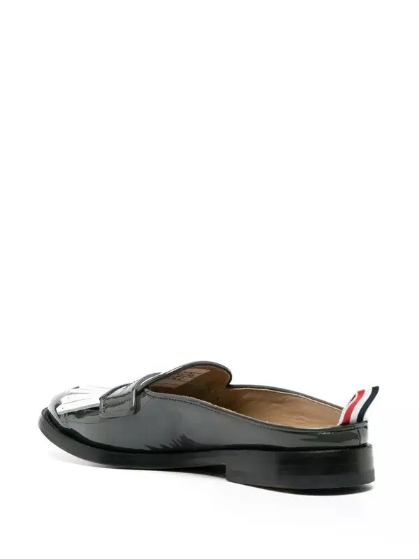 Thom Browne Fringe-detail Patent-leather Mule Loafers