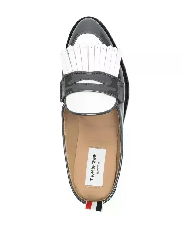 Thom Browne Fringe-detail Patent-leather Mule Loafers