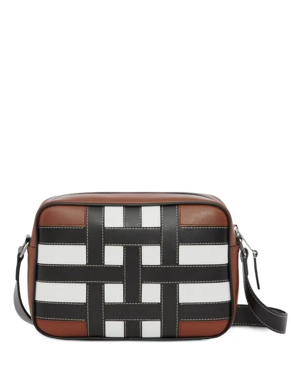 Burberry Check-pattern Leather Crossbody Bag - Brown