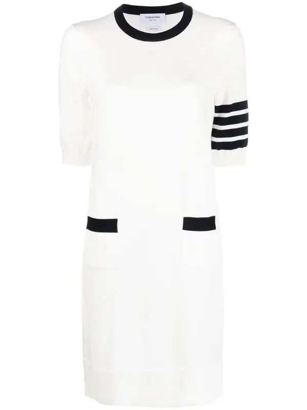 Thom Browne Hector Embroidery Knitted Mini Dress - White