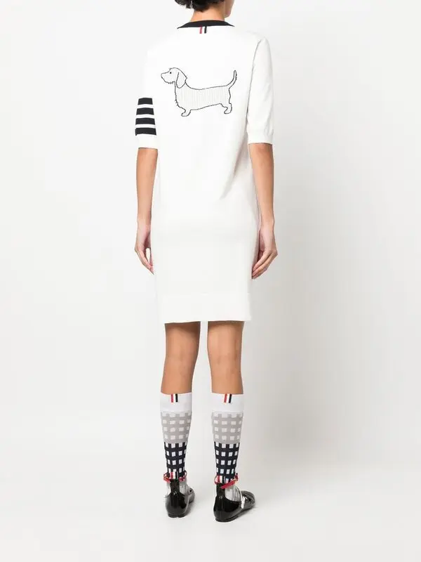 Thom Browne Hector Embroidery Knitted Mini Dress