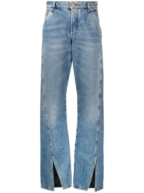 Balmain Bootcut Jeans With Front Slits - Blue