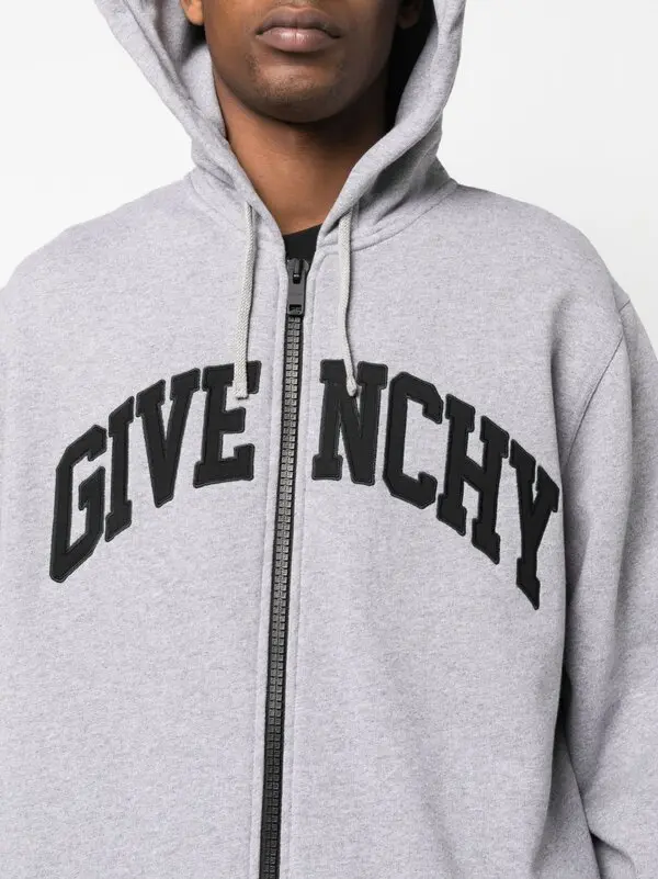 Givenchy Logo-patches Zip-up Cotton Hoodie