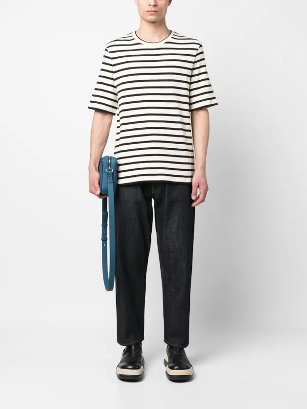 JIL SANDER Stripe-print Short-sleeved T-shirt - Neutrals
