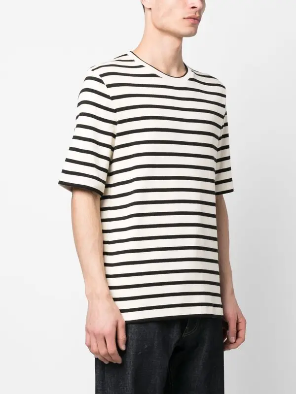 JIL SANDER Stripe-print Short-sleeved T-shirt - Neutrals