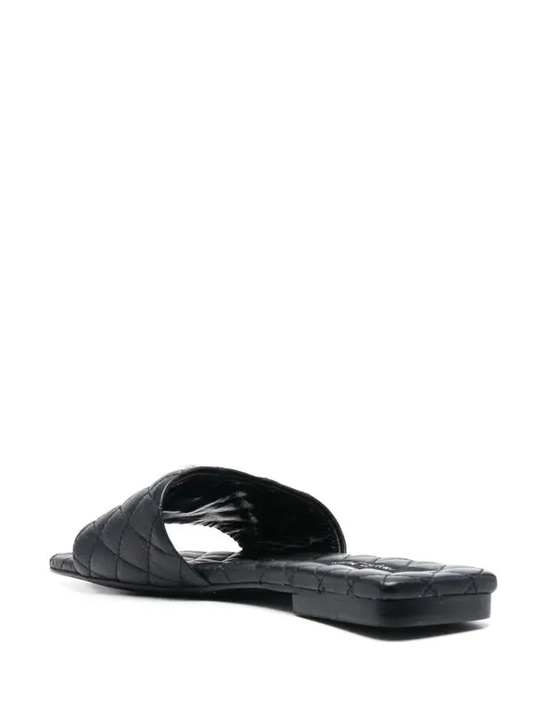 Philipp Plein Crystal-skull Matelassé Slides - Black