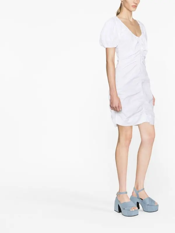 GANNI Ruched Mini Dress - White