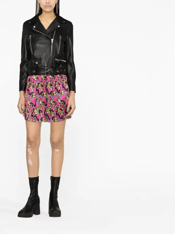 Versace Baroque-print Pleated Miniskirt
