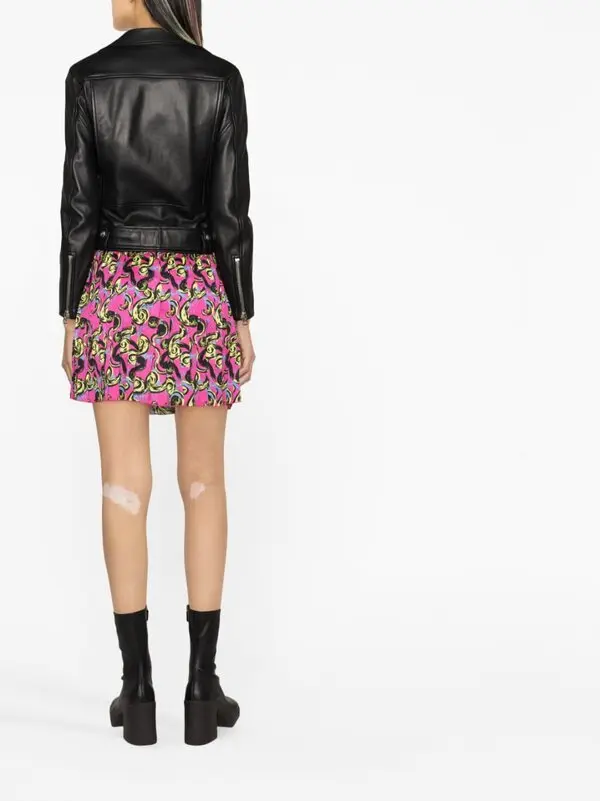 Versace Baroque-print Pleated Miniskirt