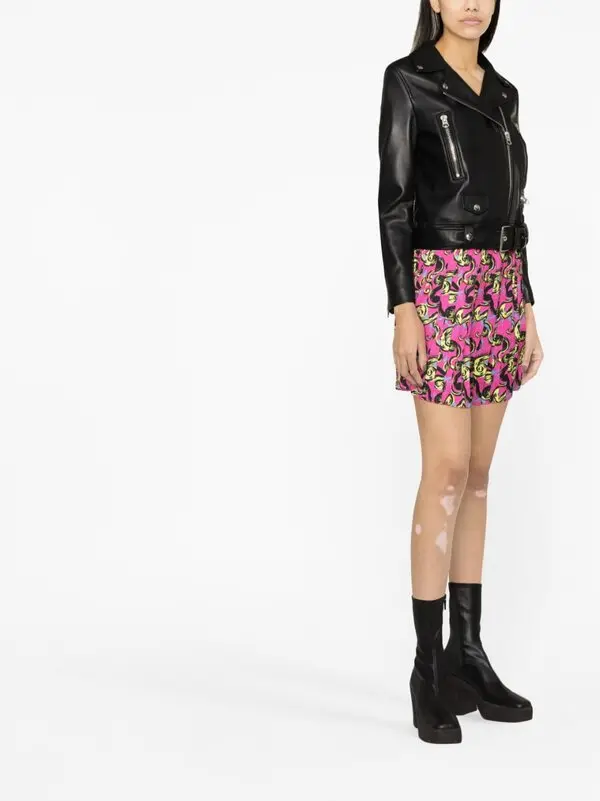 Versace Baroque-print Pleated Miniskirt