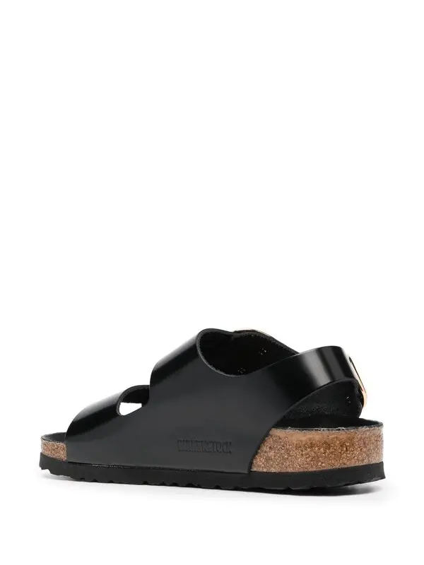 BIRKENSTOCK Milano Leather Flat Sandals - Black