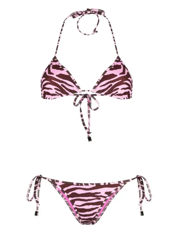 Attico Zebra-print Bikini - Brown