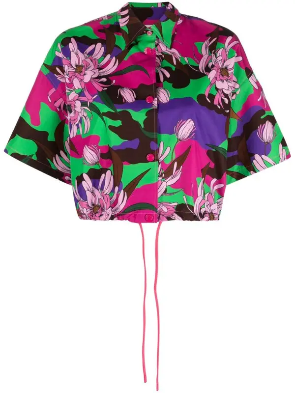 Moncler Floral-print Cropped Shirt