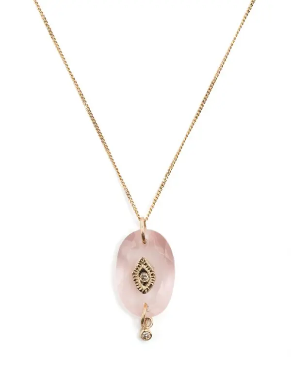 Pascale Monvoisin 9kt Yellow Gold Quartz And Diamond Necklace - Pink