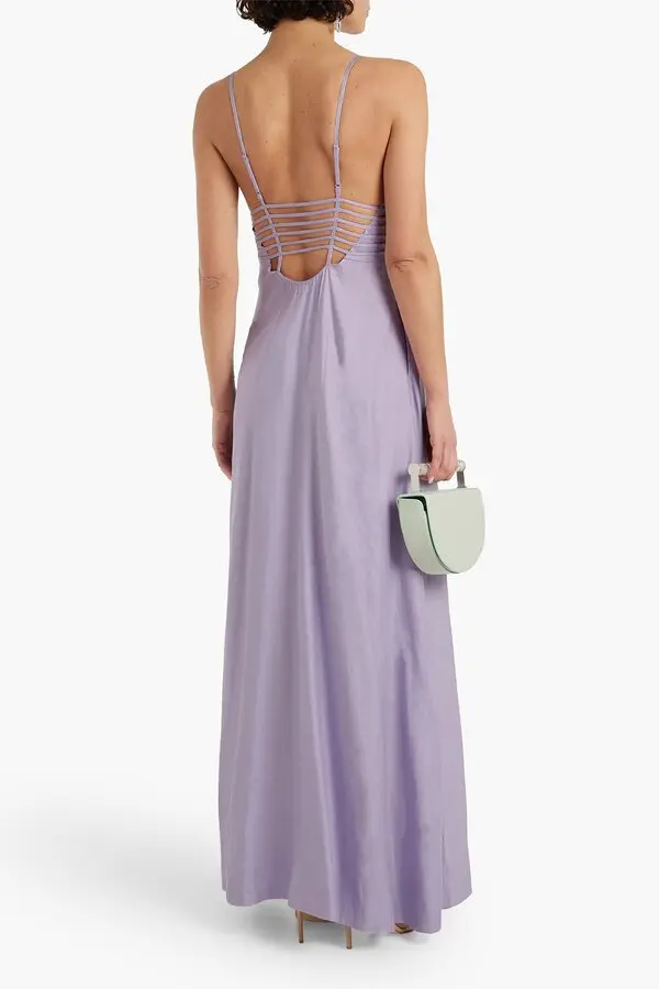 Simkhai Prudence Cutout Linen-Blend Maxi Dress Purple In Lavender - 70% Off  | Editorialist