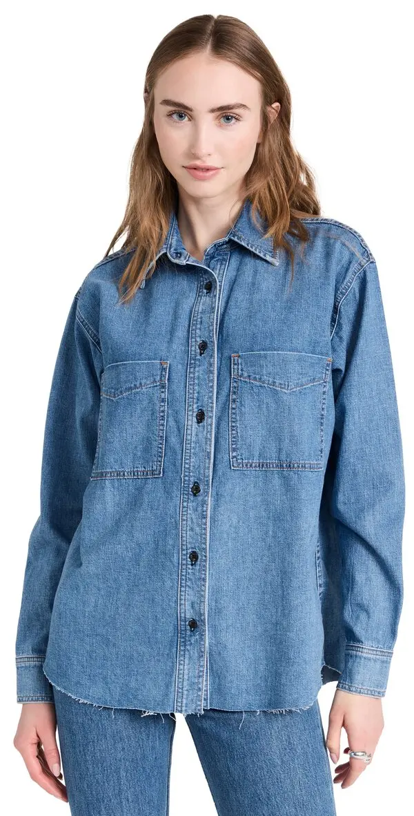 ASKK NY Oversized Denim Shirt With Patch Pockets - Palm Canyon