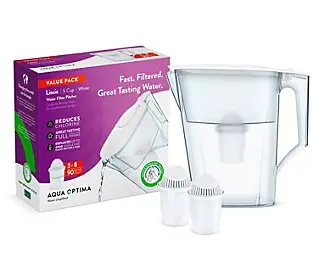 AQUA OPTIMA 94oz. Water Filter Liscia Pitcher W / Filters - One-color