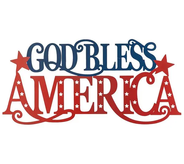 GLITZHOME 24' Patriotic Metal God Bless America Wall Hanging - One-color