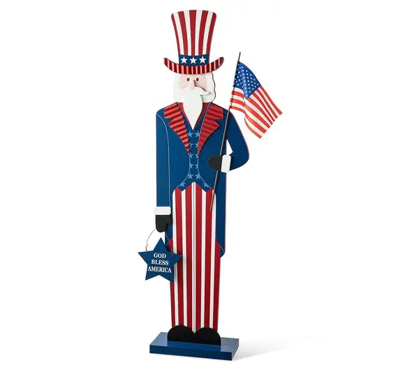GLITZHOME 40' Patriotic God Bless America Uncle Sam Porch Sign - One-color
