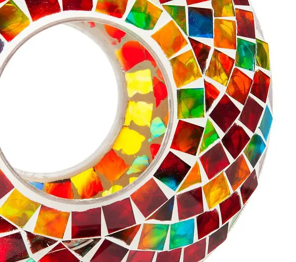 EVERGREEN Acrylic Circle Feeder, Rainbow Mosaic Glass