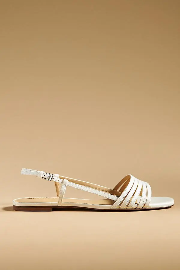 REFORMATION Millie Lattice Flat Sandals - White