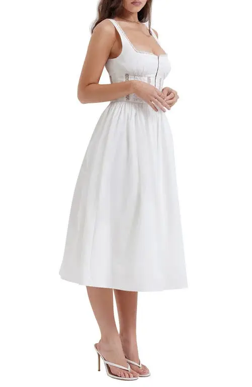 House Of Cb Perle Lace Corset Sundress In White - 60% Off