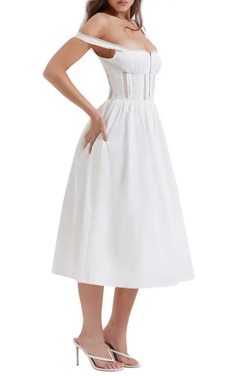House Of Cb Perle Lace Corset Sundress In White - 60% Off