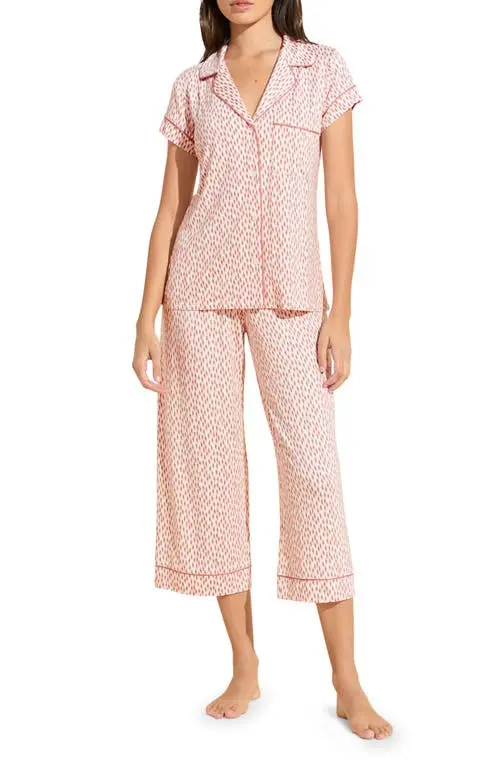 Eberjey Gisele Printed Short Sleeve Cropped Pajamas