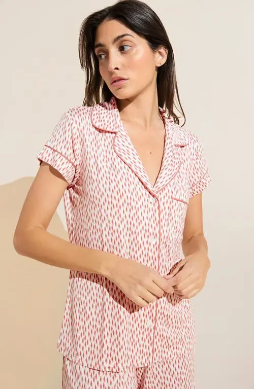 Eberjey Gisele Printed Short Sleeve Cropped Pajamas