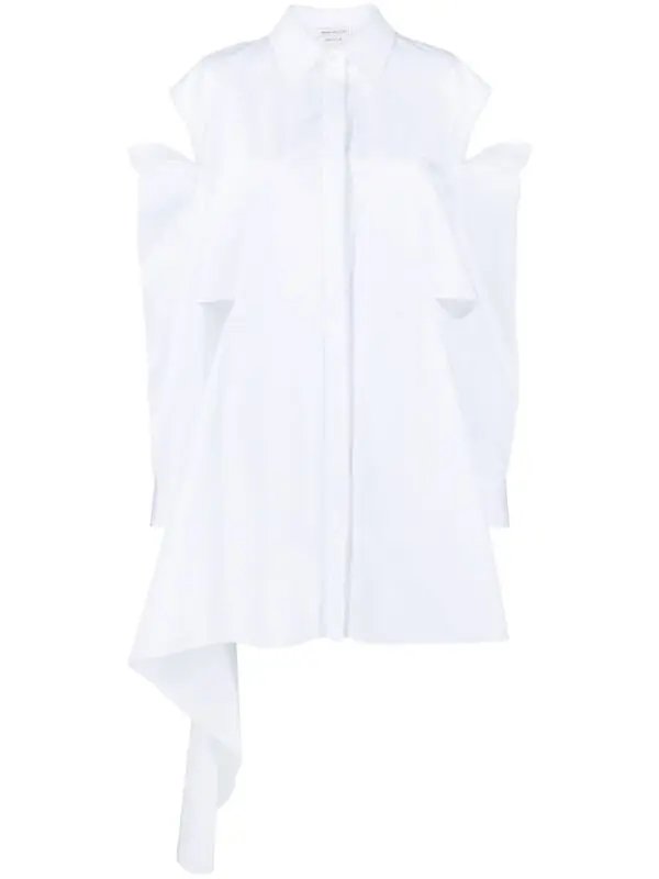 Alexander McQueen Cut-out Shirt Dress - White