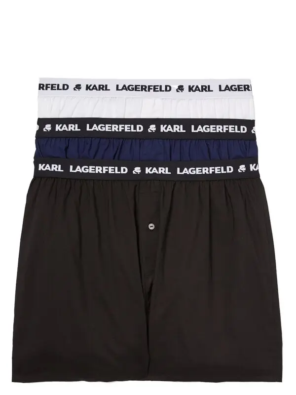 Karl Lagerfeld Logo-waistband Woven Boxer Shorts - Black