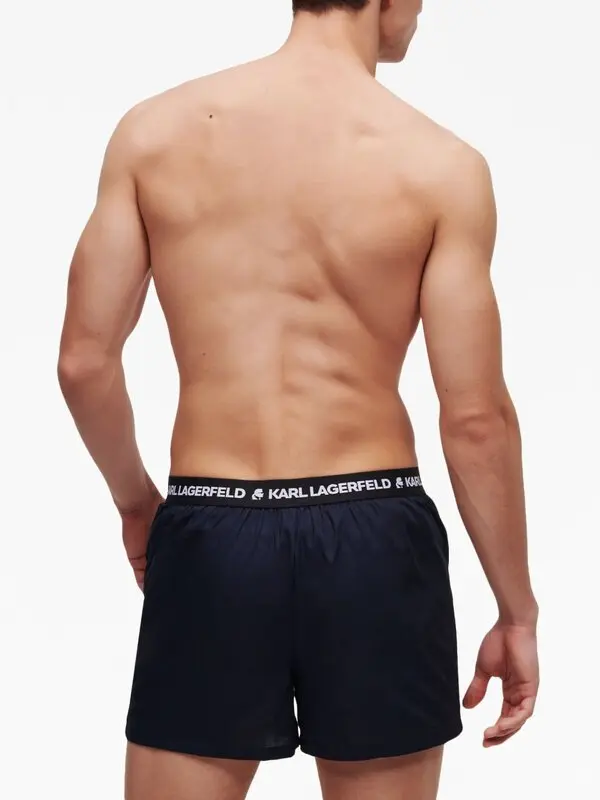 Karl Lagerfeld Logo-waistband Woven Boxer Shorts - Black