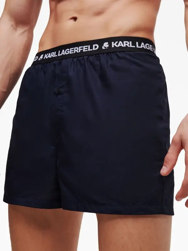 Karl Lagerfeld Logo-waistband Woven Boxer Shorts - Black