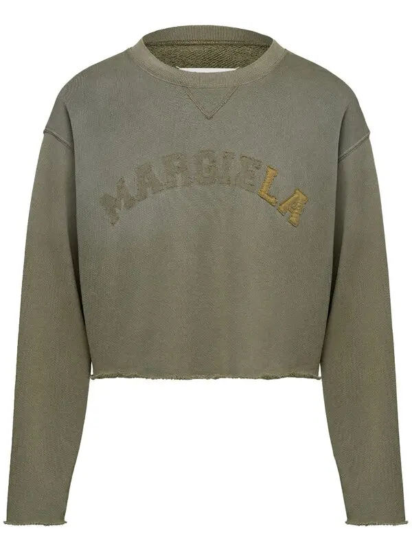MAISON MARGIELA Logo-print Cropped Sweatshirt - Green