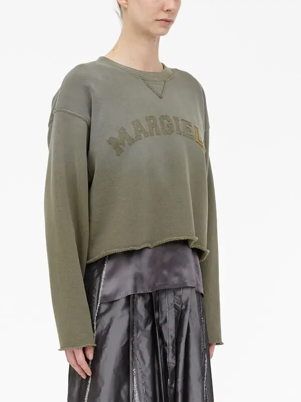 MAISON MARGIELA Logo-print Cropped Sweatshirt - Green