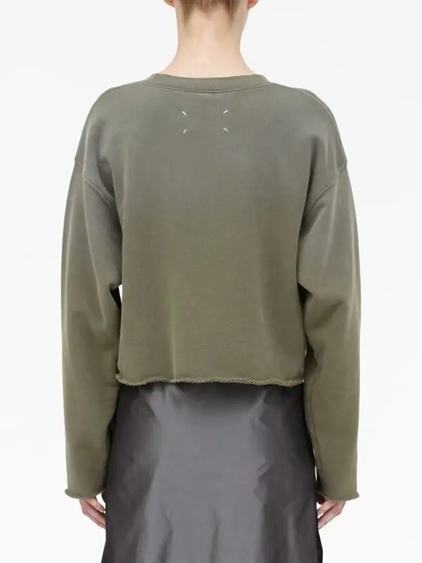 MAISON MARGIELA Logo-print Cropped Sweatshirt - Green