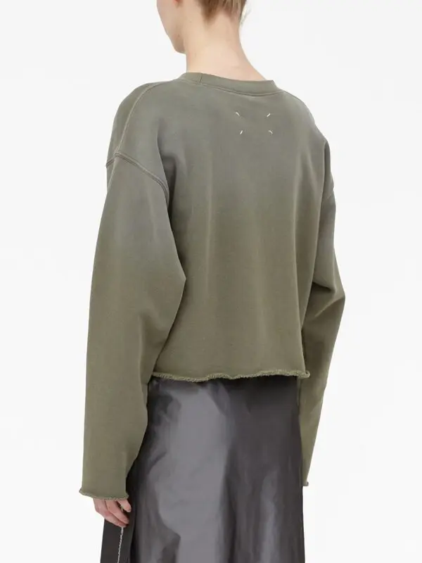 MAISON MARGIELA Logo-print Cropped Sweatshirt - Green