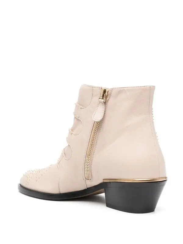 Chloé Susanna Studded Triple-strap Biker Boots - Neutrals