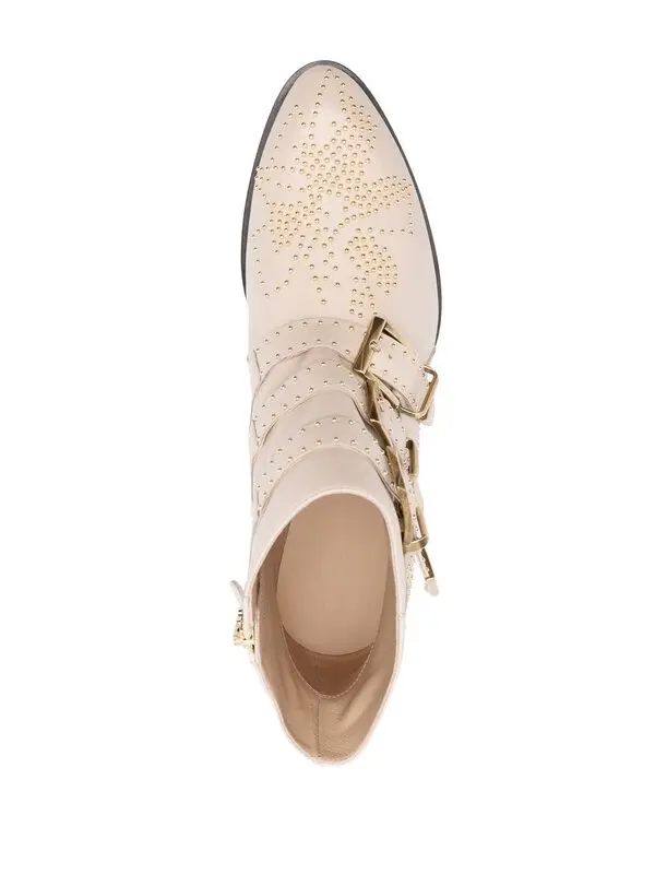 Chloé Susanna Studded Triple-strap Biker Boots - Neutrals