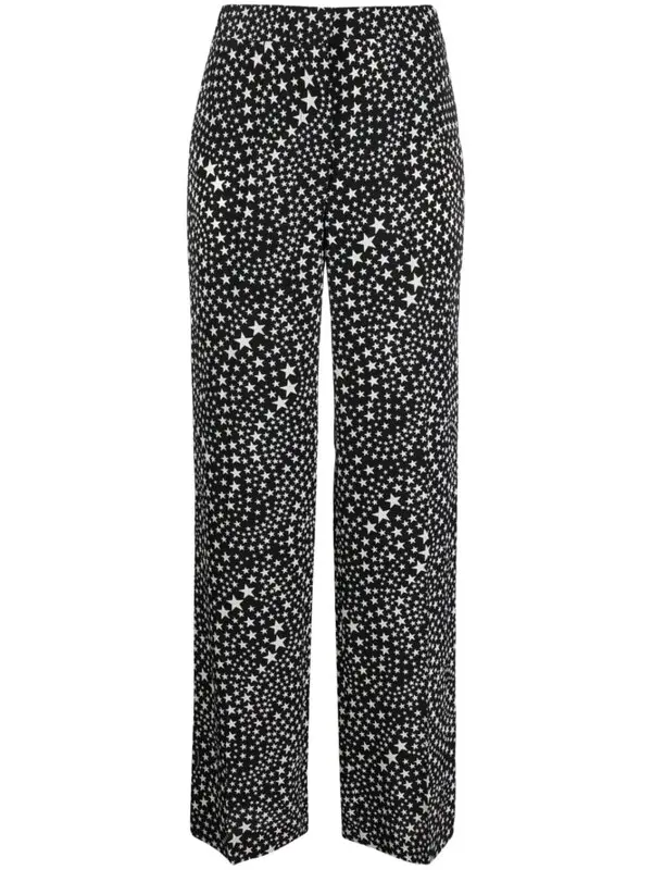 Stella McCartney Star-print Silk Trousers - Black
