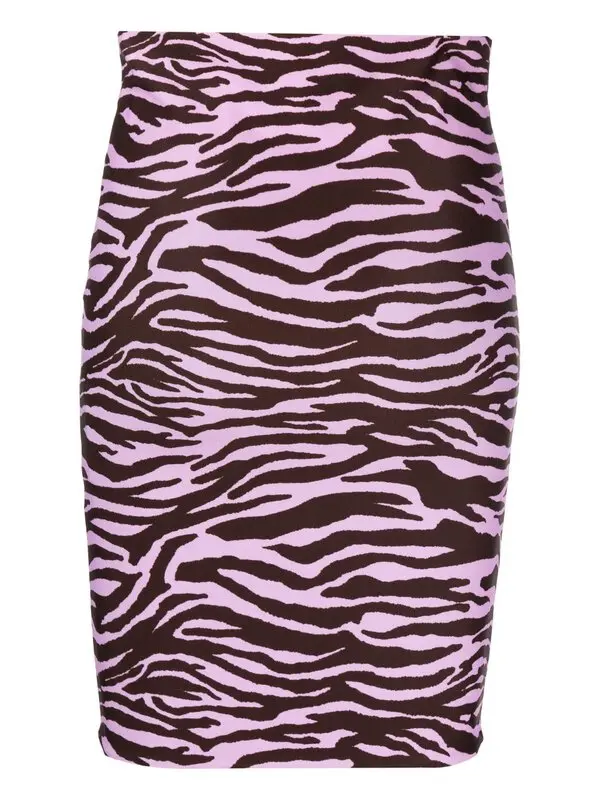 Attico Zebra-print Pencil Midi Skirt - Pink