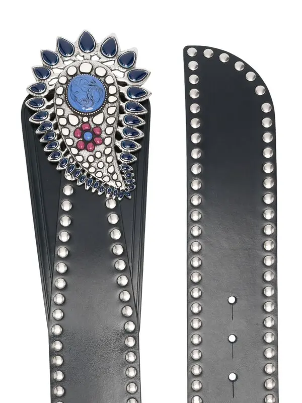 ISABEL MARANT Aliette Black Studded Leather Belt with Stone Accents NEW - 75cm ISABEL MARANT Aliette Black Studded Leather Belt with Stone  main image 3