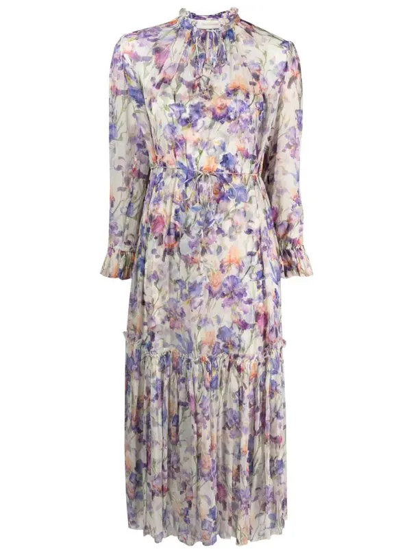 Zimmermann Tama Floral-print Midi Dress - Neutrals