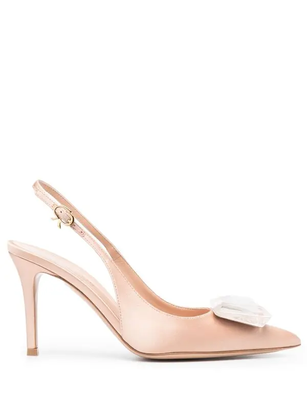 GIANVITO ROSSI Satin Crystal Embellished Pumps