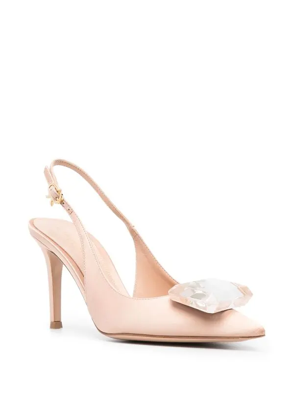 GIANVITO ROSSI Satin Crystal Embellished Pumps
