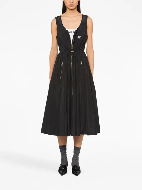 Miu Miu Sleeveless Zip-up Midi Dress