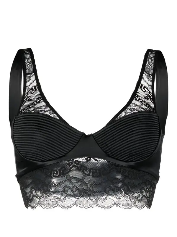 Versace Greca-detail Lace Bralette