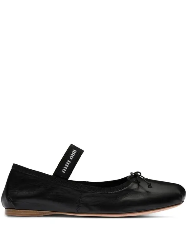 Miu Miu Logo-patch Ballerina Shoes - Black