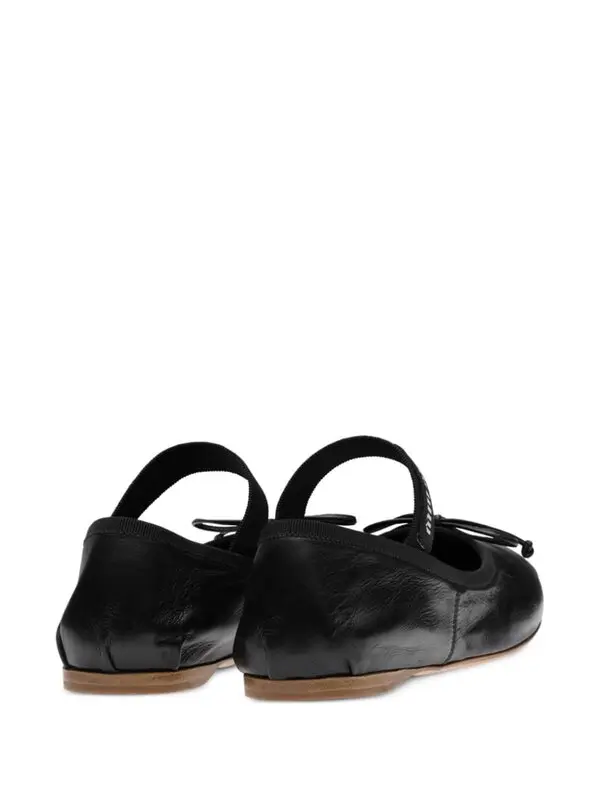 Miu Miu Logo-patch Ballerina Shoes - Black