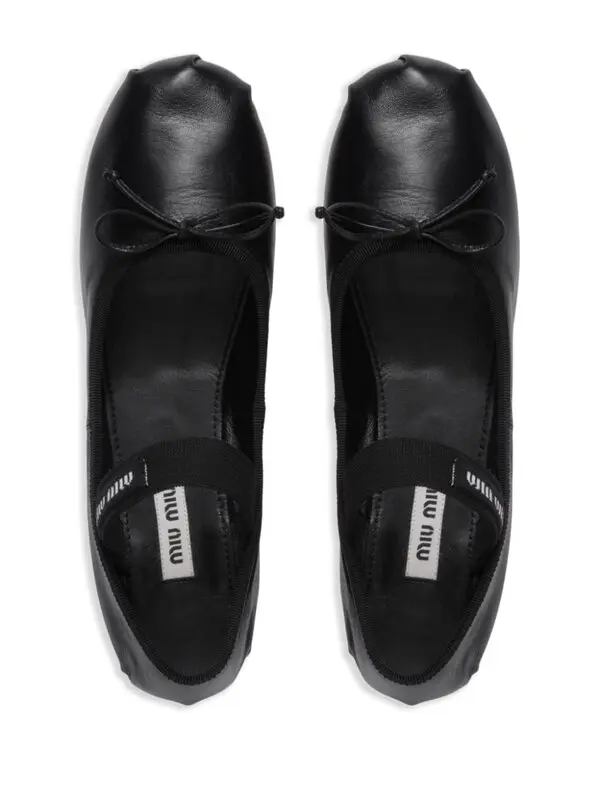 Miu Miu Logo-patch Ballerina Shoes - Black